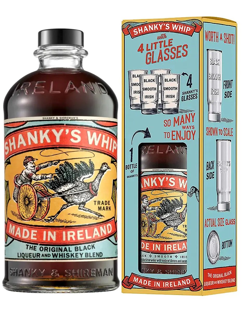 Shanky's Whip Irish Whiskey with 4 Little Glasses | Liqueurs - Quality ...